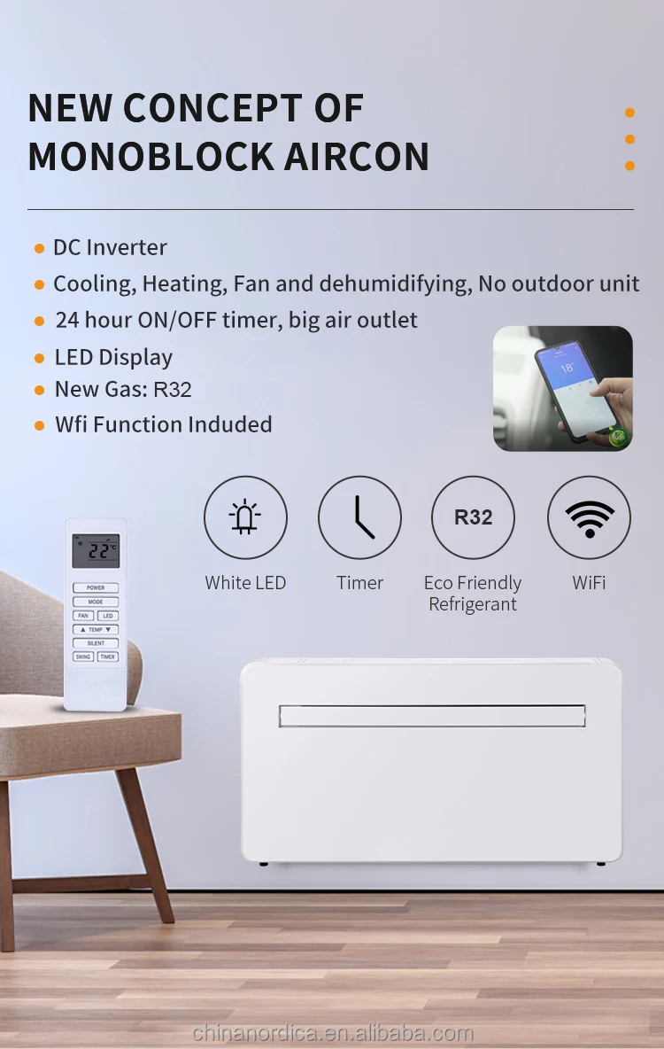 Monoblock Air Conditioner - 10000 BTU, COP 3.6 Efficiency