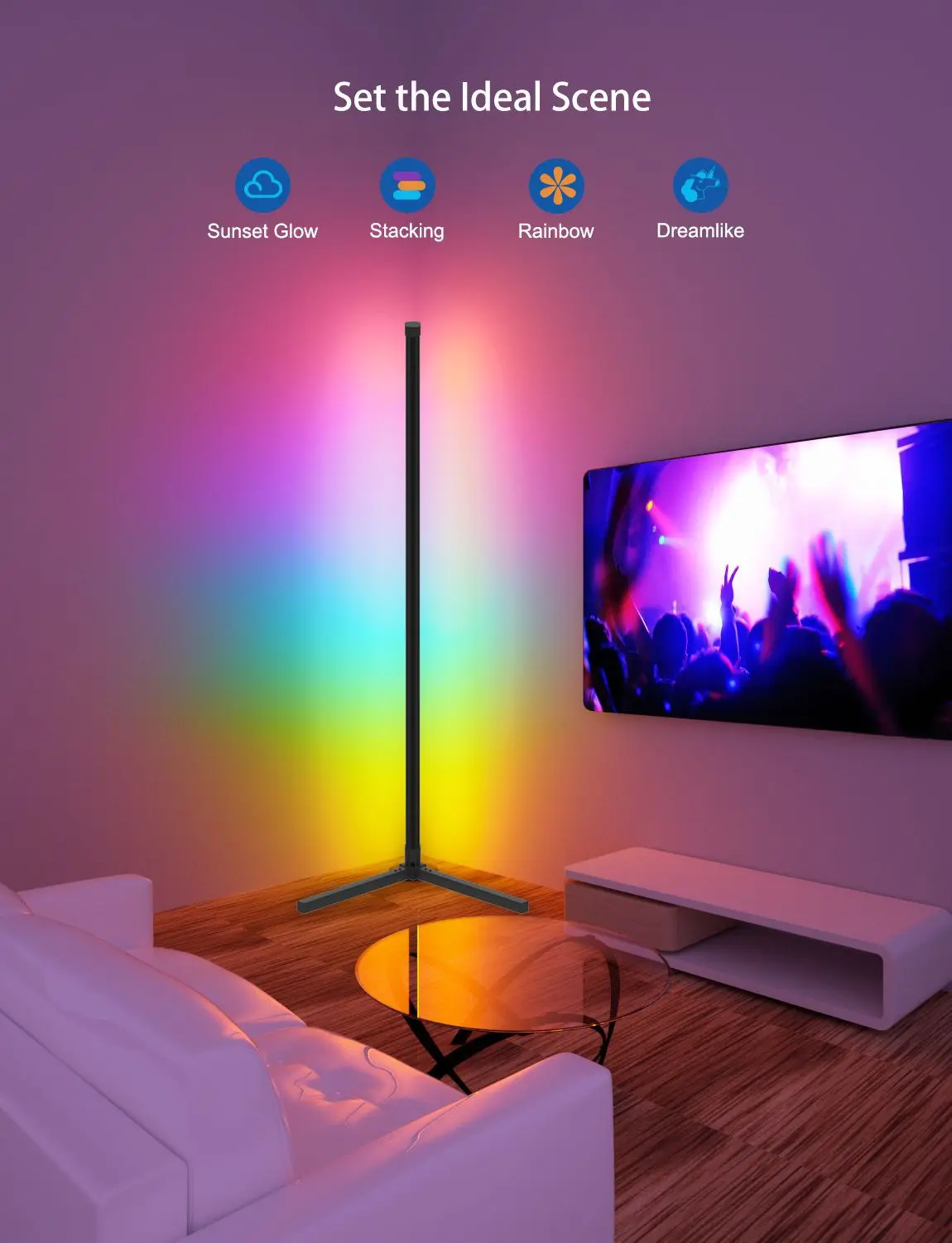 Smart Living Room Bedroom Standing Corner Lighting Rgb Corner Floor ...