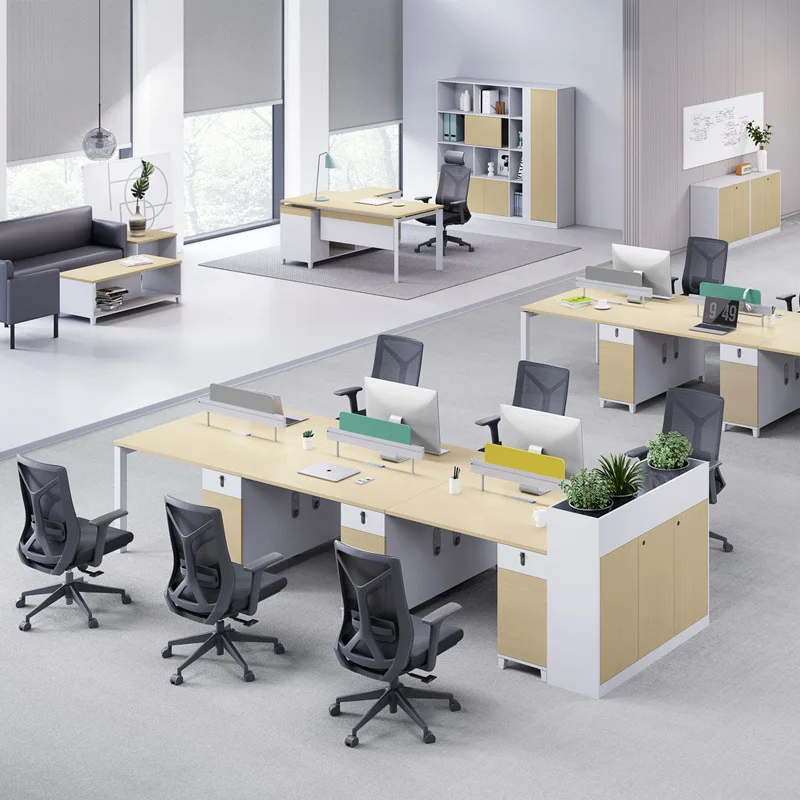 Small Simple Design Melamine Single Person I Shaped Office Desk Staff ...
