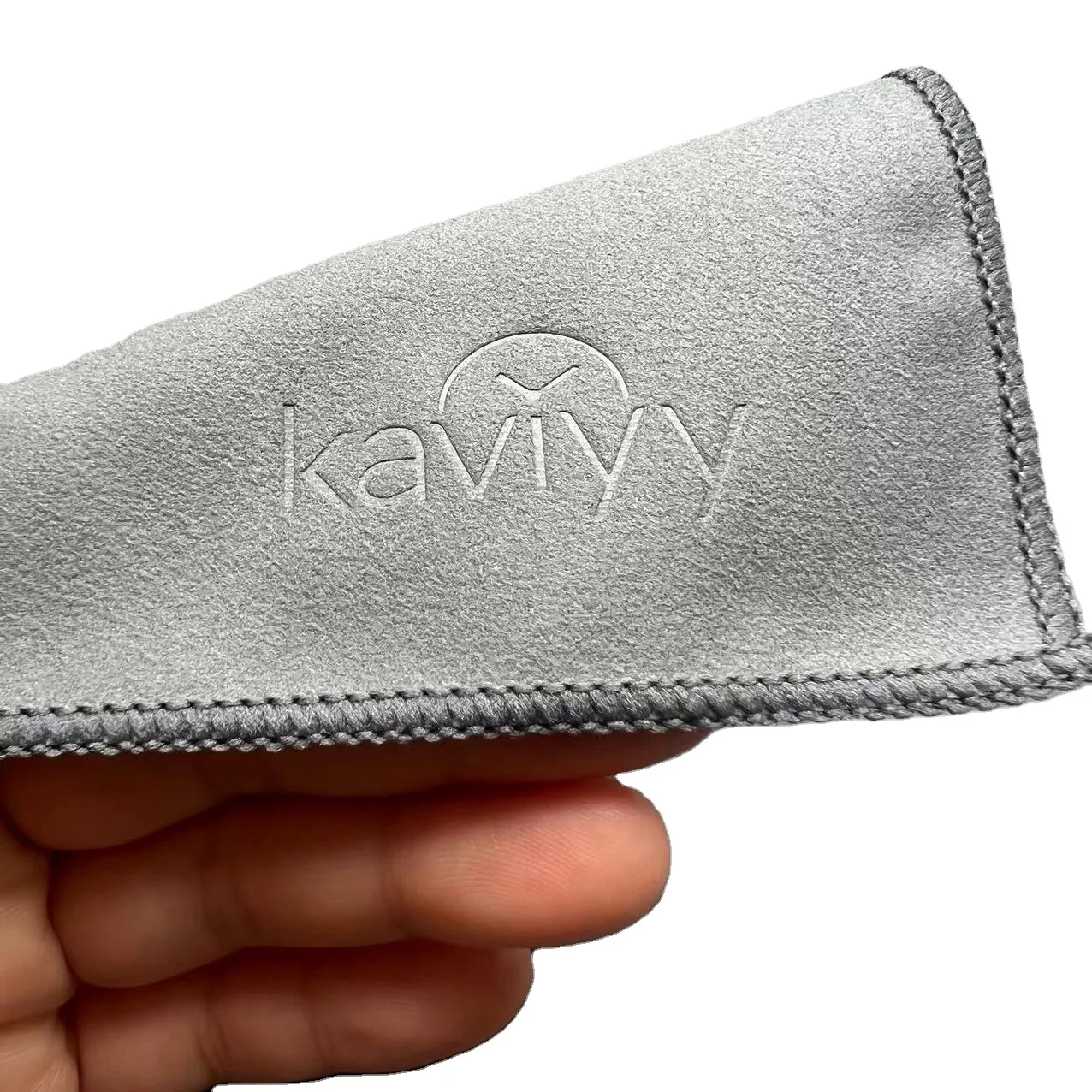 Premium Grey Microfiber Suede Cloth Overlock Edge With Embossed Logo ...
