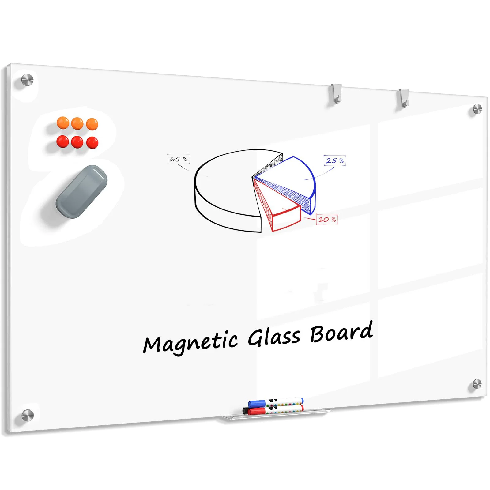 Large Frameless Tempered Glass Whiteboard Pure Whiteboard With Magnetic Dry Erase Board For Wall ...