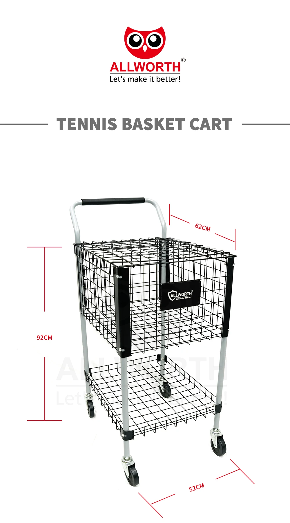 High Capacity Tennis Ball Collecting Trolley - Durable & Versatile