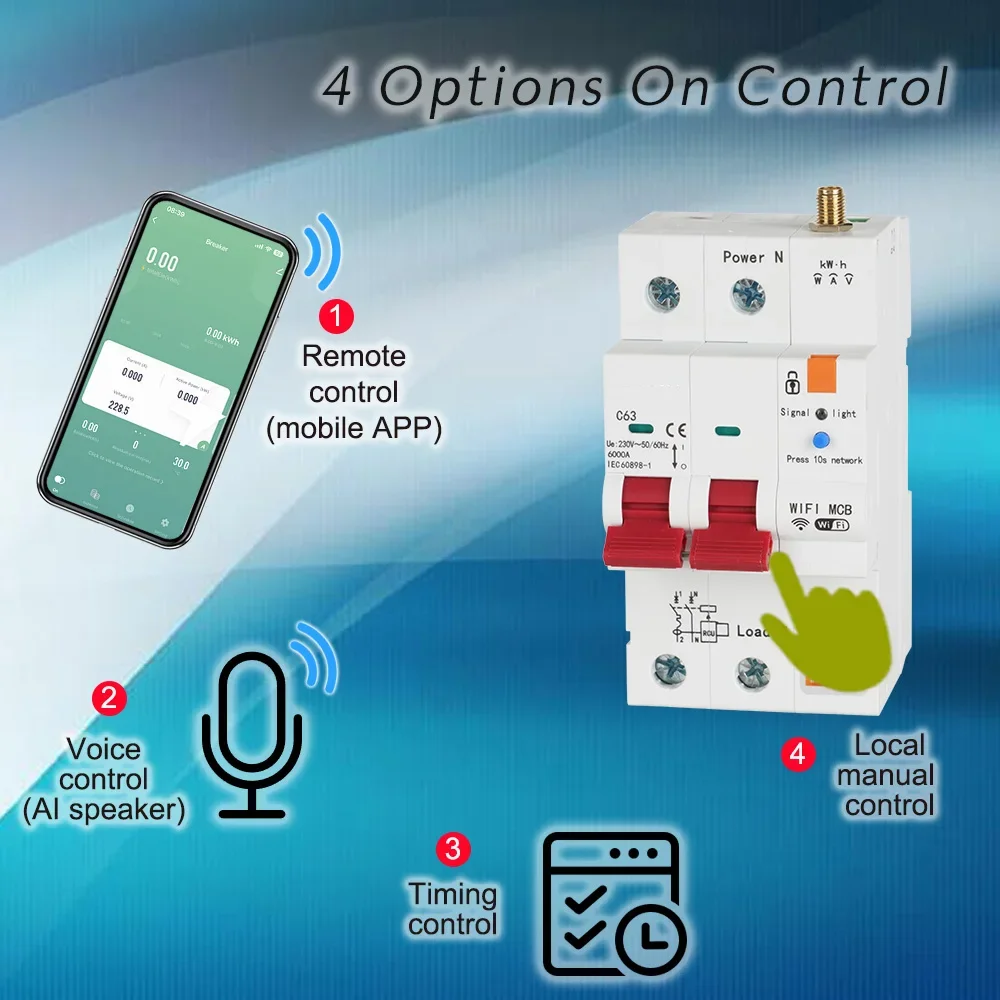 Customized Wifi MCB Smart Breaker Switch with Power Metering Overload ...