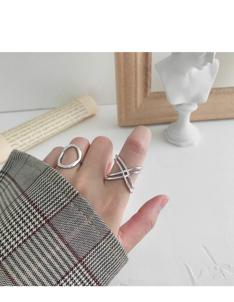 Double-Criss Cross Ring 925 Sterling Silver Crossover Fashion Band Ring ...