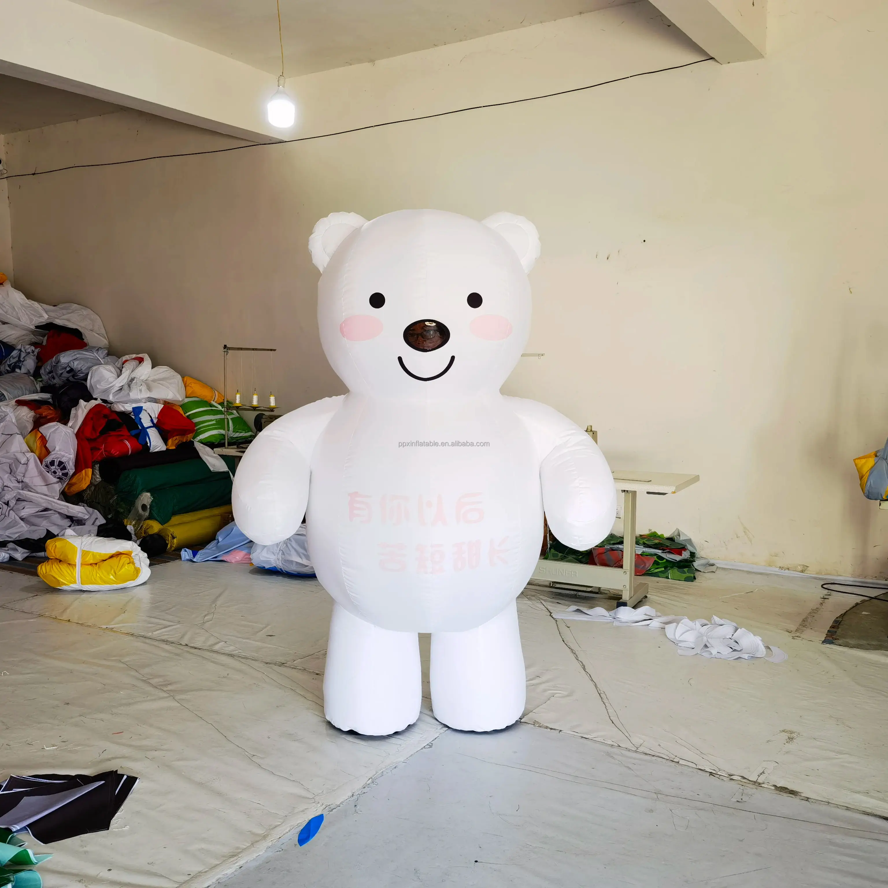 Customized inflatable outdoor cute cartoon smiling white bear ...