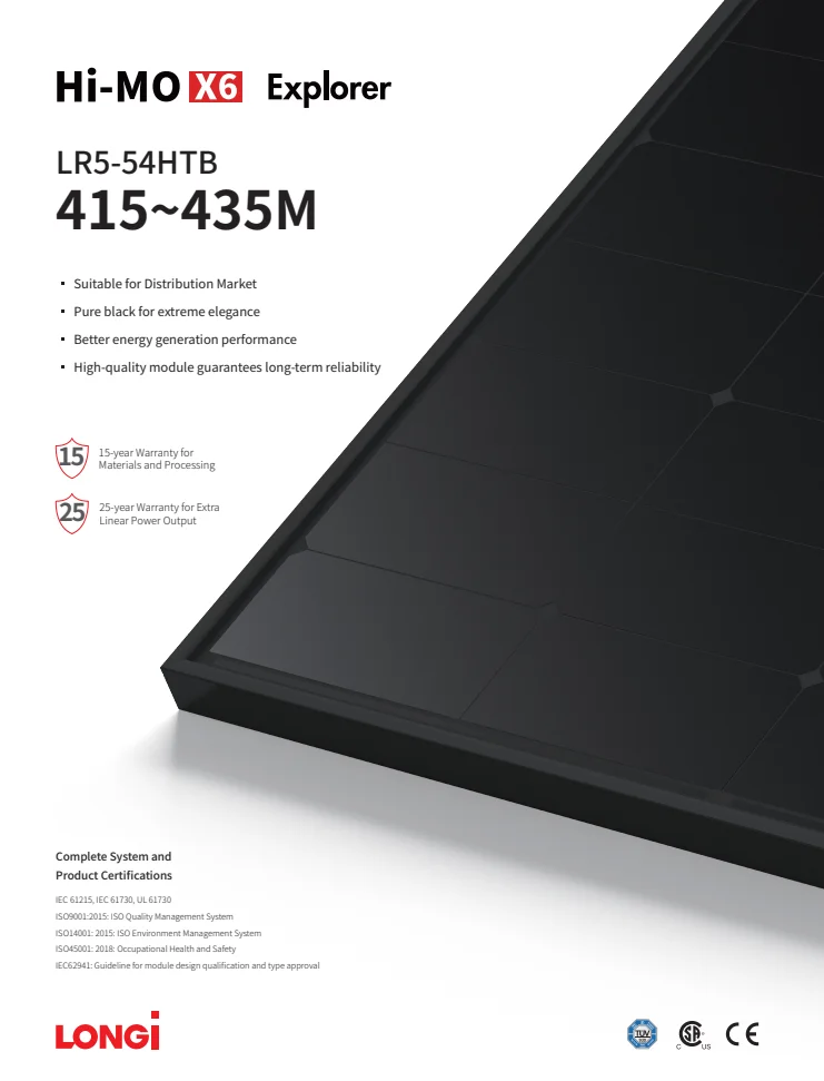Longi Solar Panel Full Black 415w-435w Hi-mo X6 Mono Pv Solar Modules For Roof Solar Panel ...
