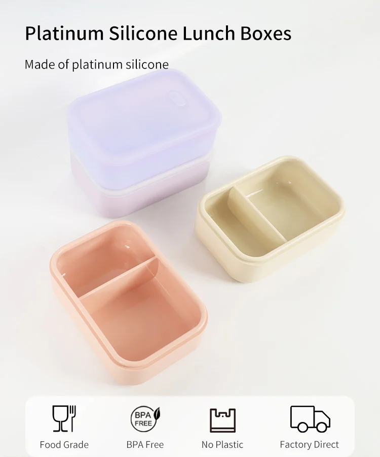 Modern Eco-friendly Square Silicone Lunch Box for Kitchenware Food ...