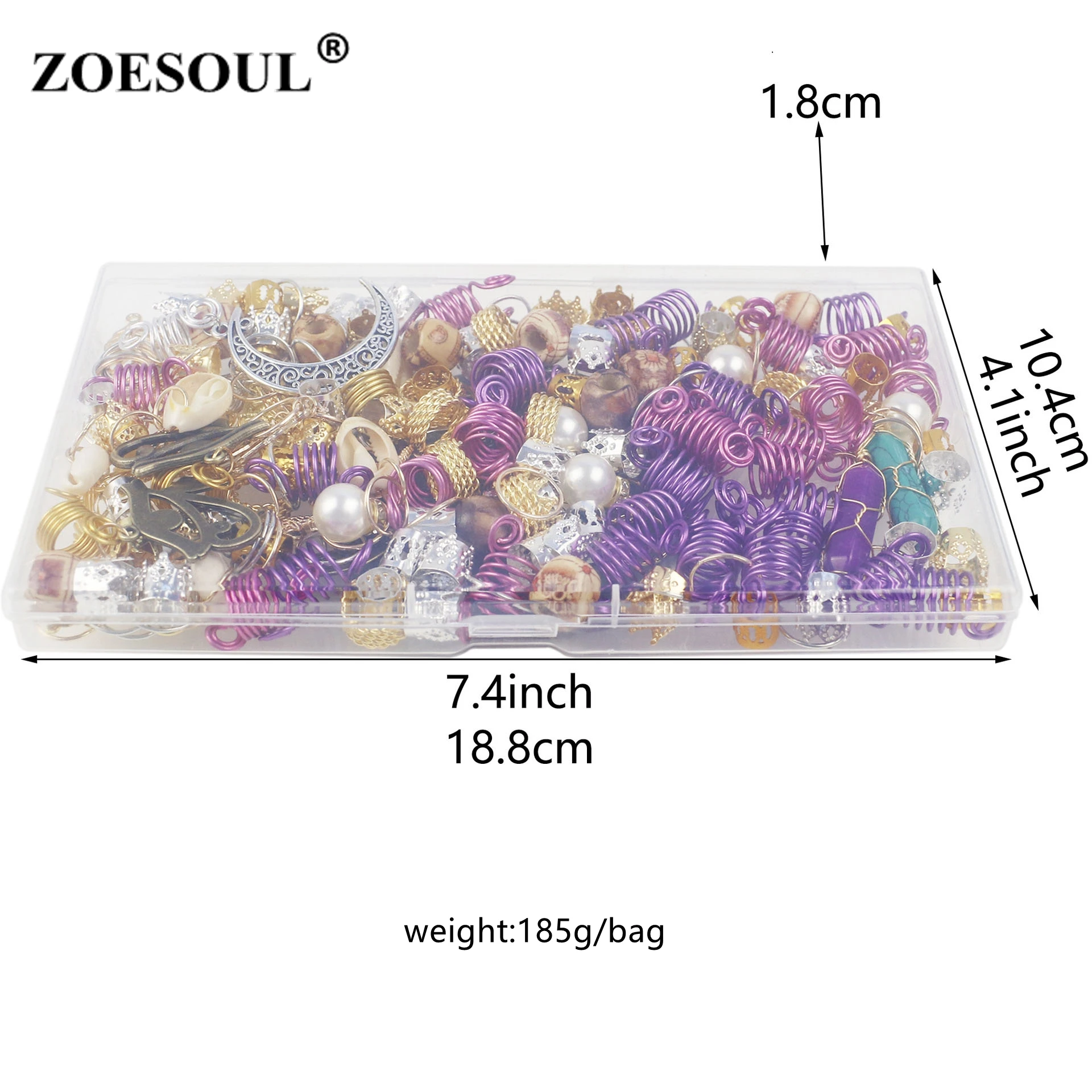 232 Pcs Mixed Design Dreadlock Accessories Set Crystal Hair Bead Metal ...