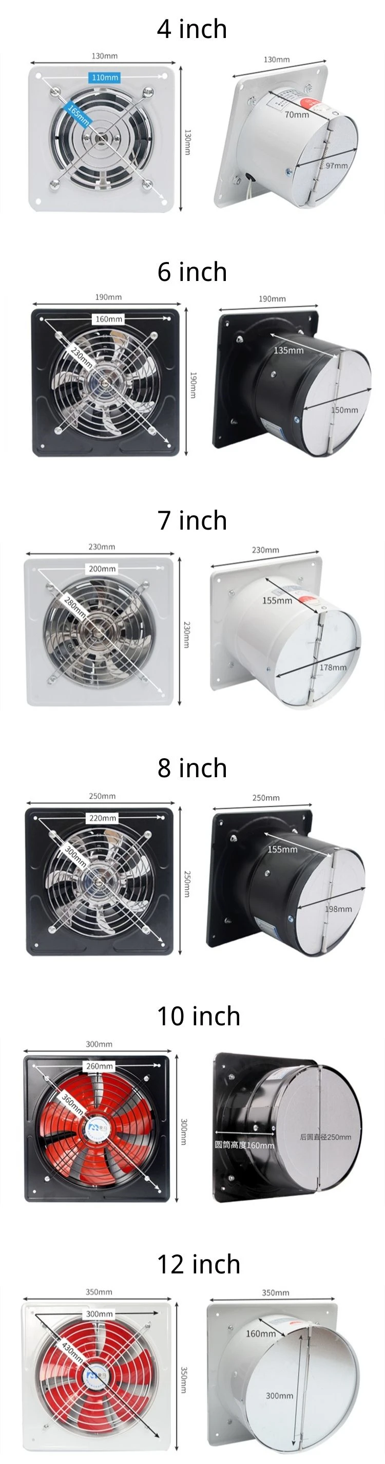 Indoor Ventilator for Smoking Room BBQ - Metal Axial Fan