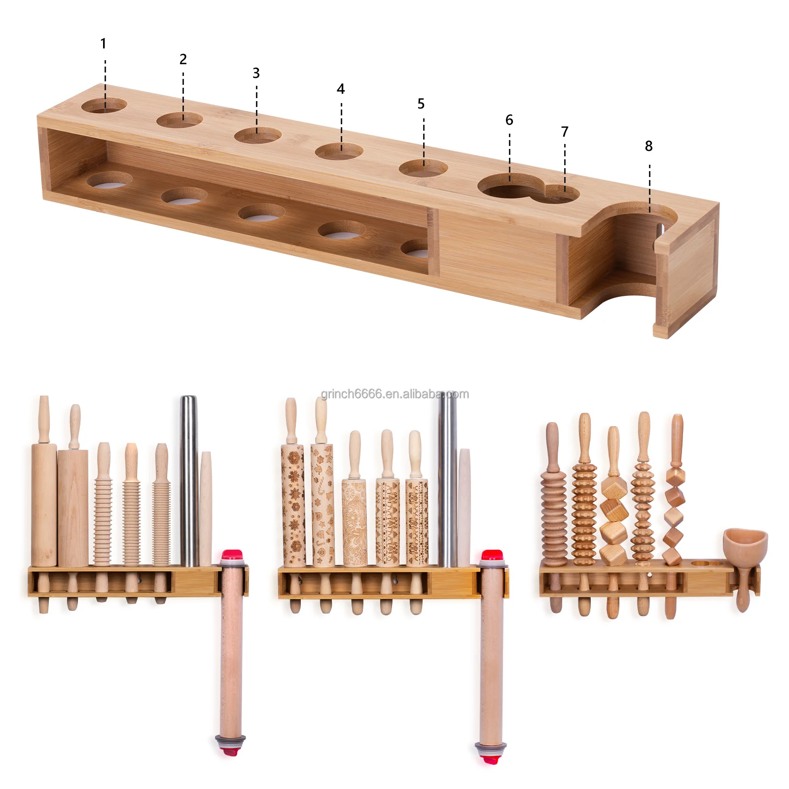 Wood Therapy Tool Storage Rack Wall Mount Massager Roller Organizer ...