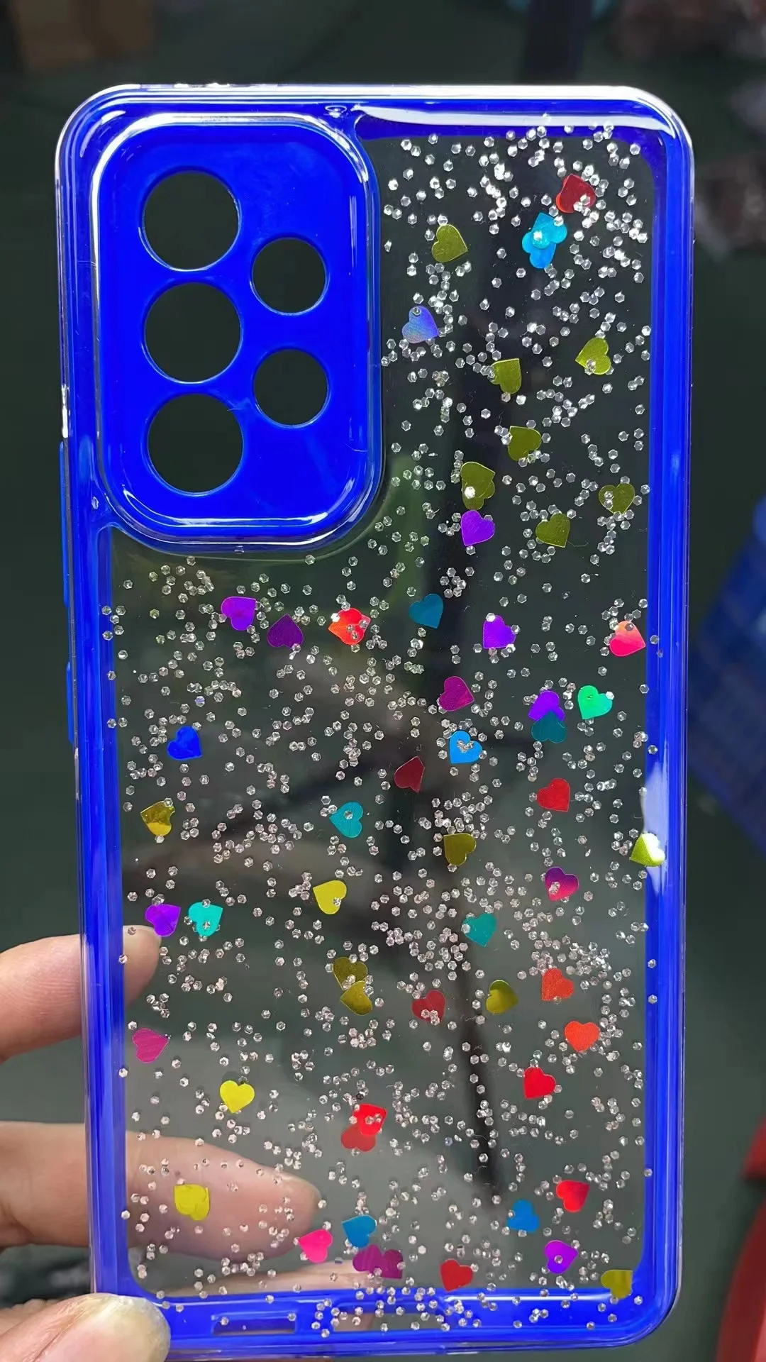 Luxury Design Epoxy Heart Pattern Glitter Shockproof 2 In 1 Phone Case For Samsung S23 S24 Ultra ...