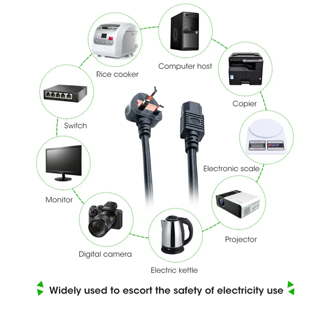 Uk Standard 3 Pin Power Cable For Computer Free Sample With 5m 10m 2m ...