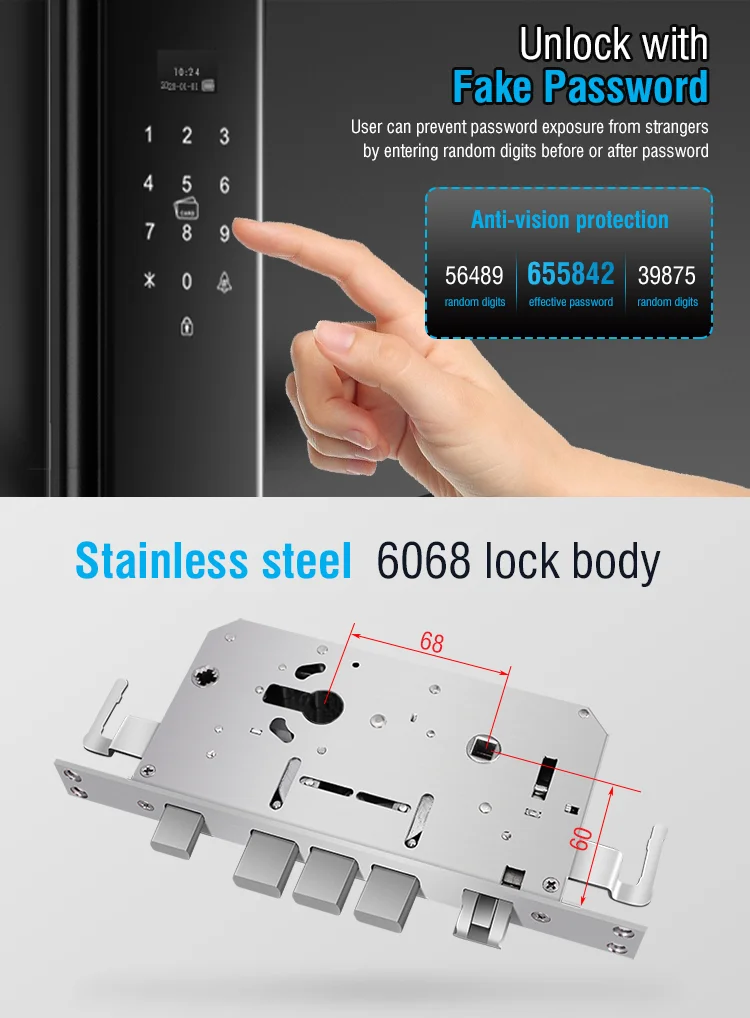Te'an Deadbolt Digital Door Lock Electronic Lock Face WiFi Network ...