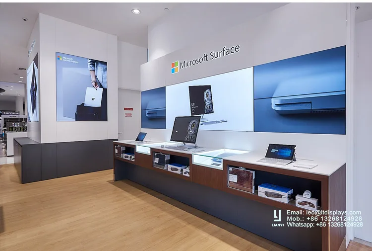 Modern Computer Shop Interior Design Laptop Display Counter Table For ...