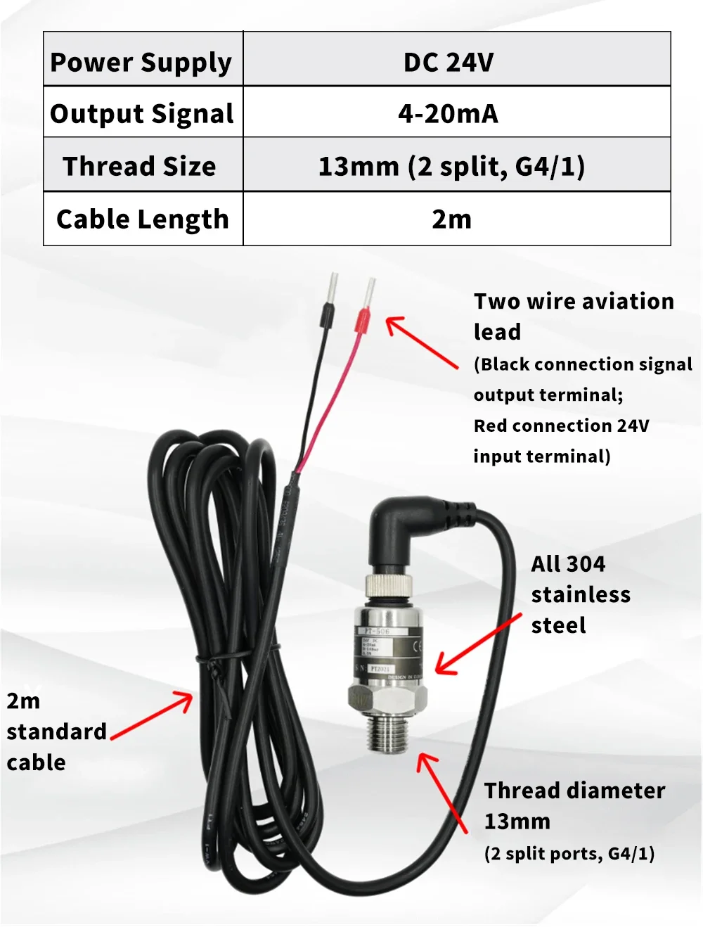 Ip68 Pressure Transmitter Transducer Underground Water Pressure Sensor ...
