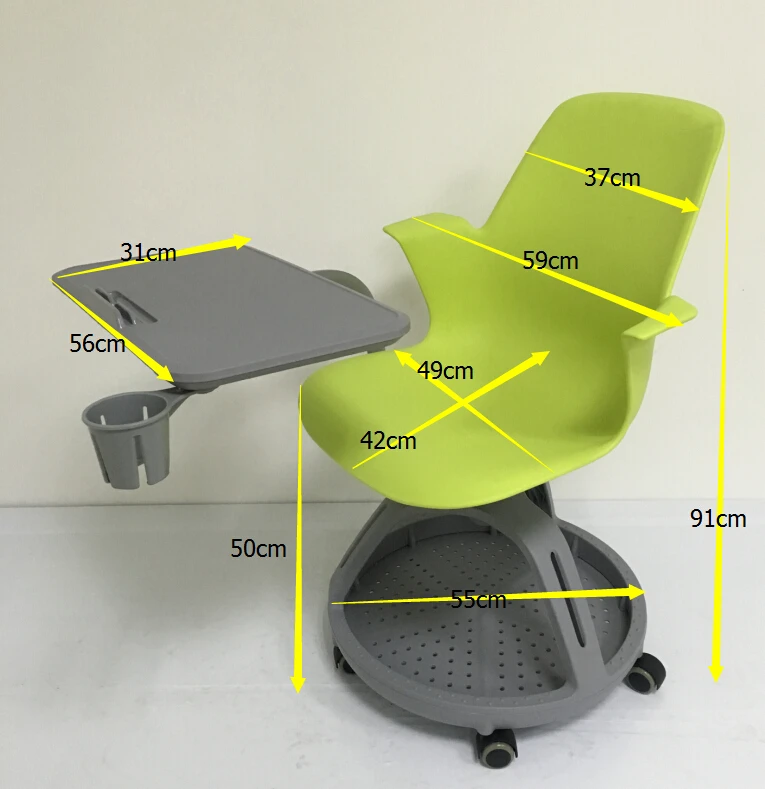 Modern Study Desk Plastic Classroom Furniture Stackable High School ...