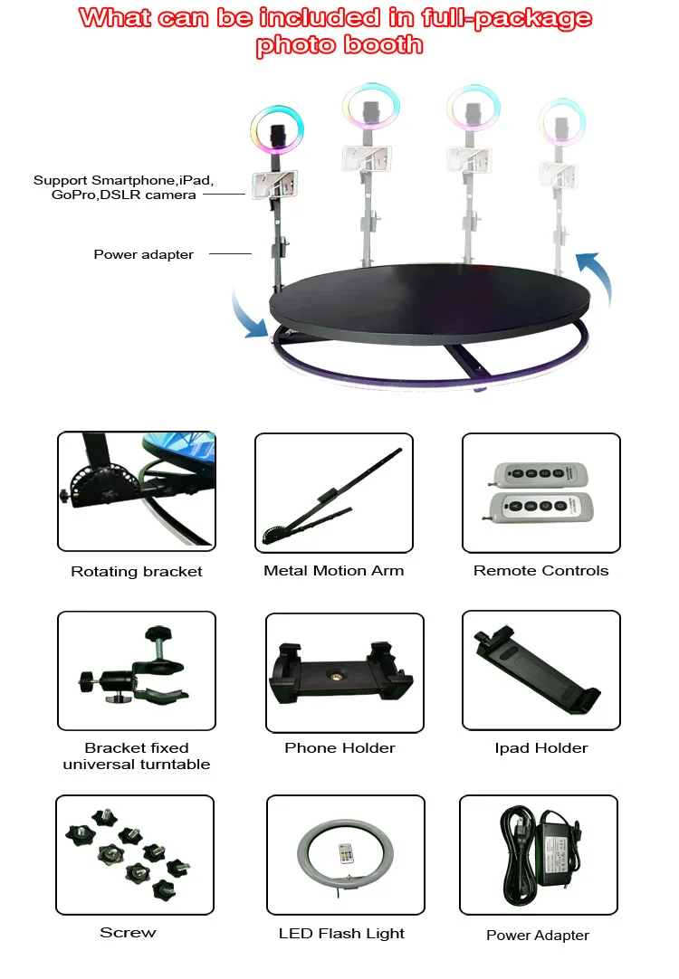 Video Camera Portable 360 Degree Photo Booth Wireless Automatic ...