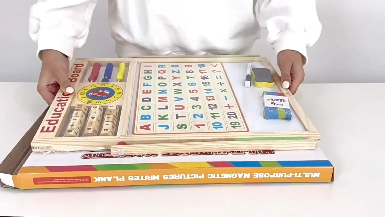 Wooden Learning Toys Multi-functional Writing Board,Wooden Children's ...