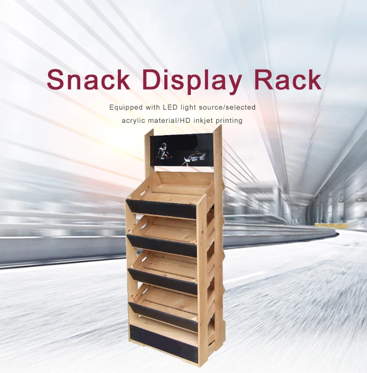 Customize Color Logo Floor Wood Potato Chip Snack Display Rack| Alibaba.com