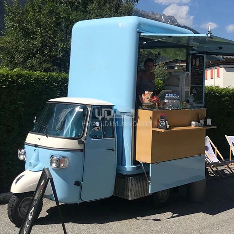 Custom 3 Wheel Piaggio Ape Fast Food Cart - Ice Cream Truck