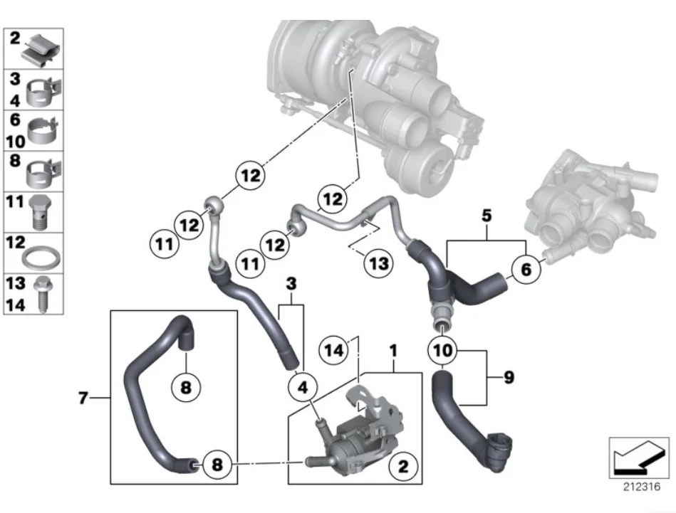 For Mini Cooper R56 R57 R58 R60 R61 Turbocharger Coolant Hose Pipe ...