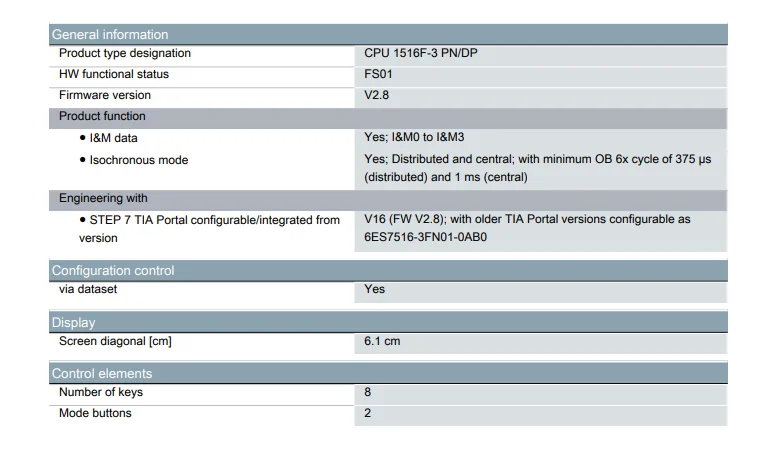 西门子simatic S7-1500 Cpu1516f-3pn/dp，6es7516-3fn02-0ab0 - Buy 6es7516 ...