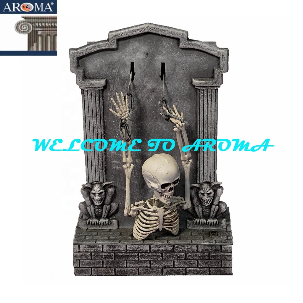 Animated Tombstone with Jumping Skeleton - Halloween Decor
