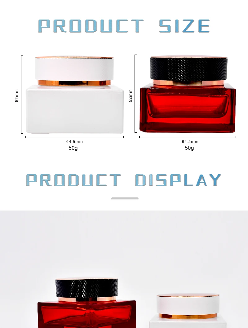 Luxury Empty Square Frosted 30g 50g Glass Cosmetic Cream Jars Custom ...
