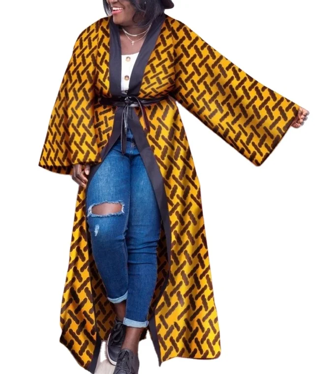 Oversized Ankara Print Kimono Long Red And Black African Floral Plus-size Kimono Dress - Buy ...