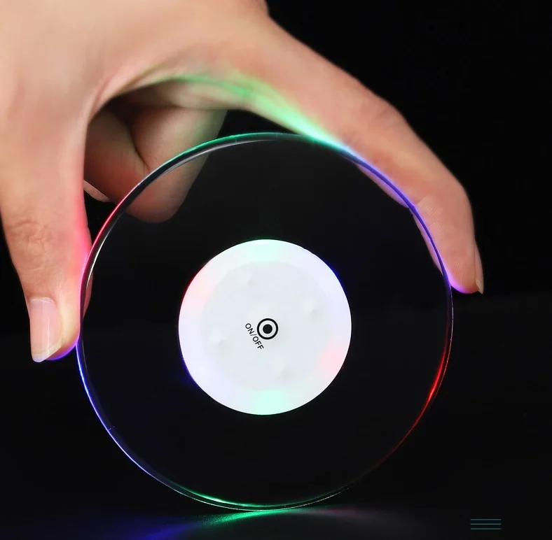 Ultra-thin Led Drink Coaster Luminous Coaster,3.9in Non-slip ...