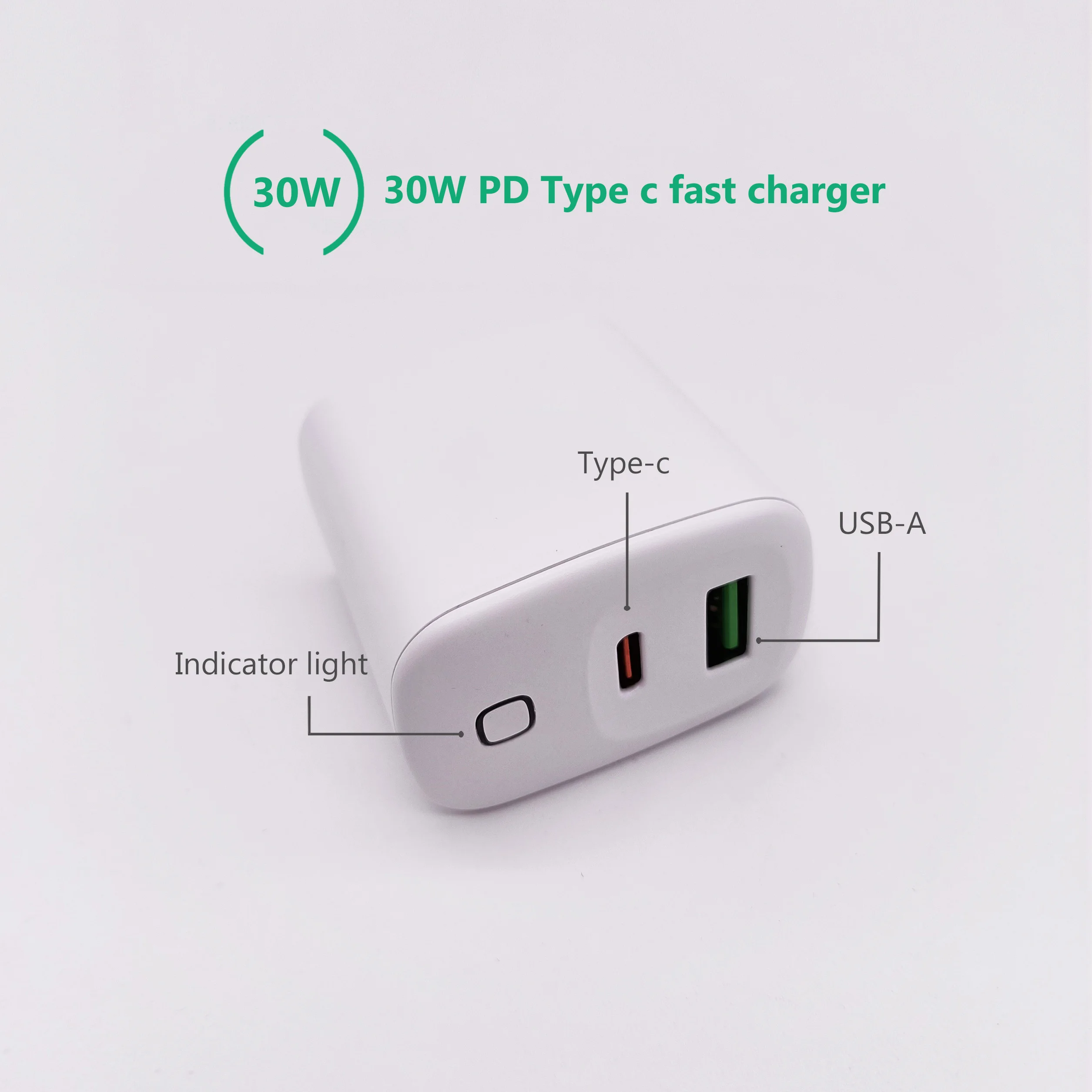 Usb Type C Adapter Pd 30w Dual Port Fast Charger Portable Wall Cell ...