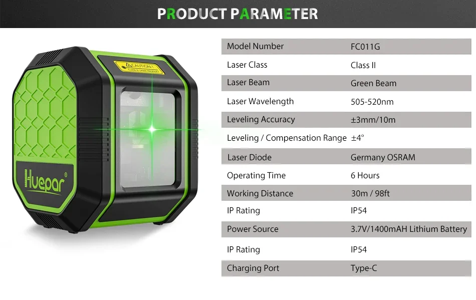 2 Lines Green Line Lithium Battery Laser Level Fc011g - Buy Laser Level ...