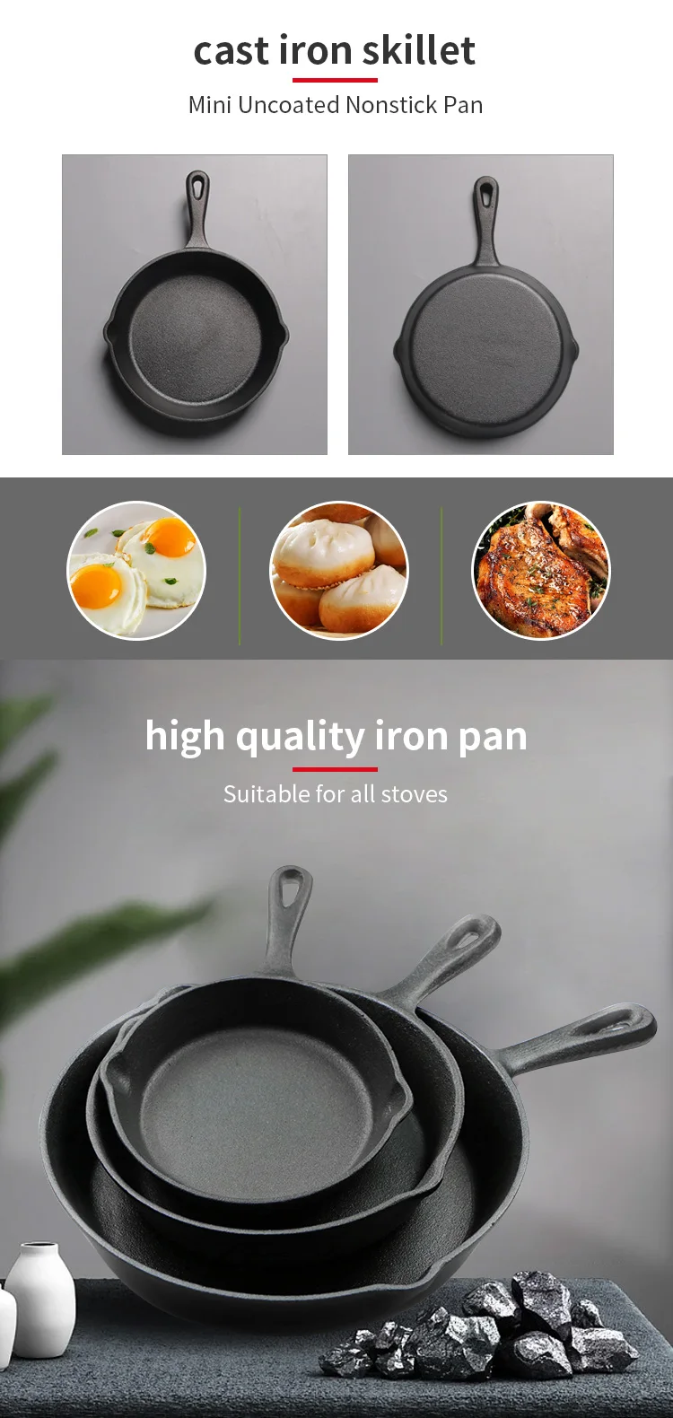 Cast Iron Mini Pan Nonstick - Vintage Home Omelette Set