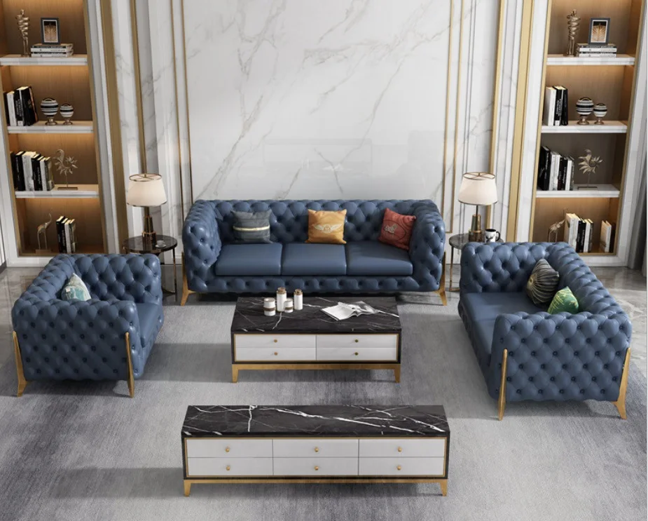Chesterfield Design Royal Luxury Gold Foot Sofa Set