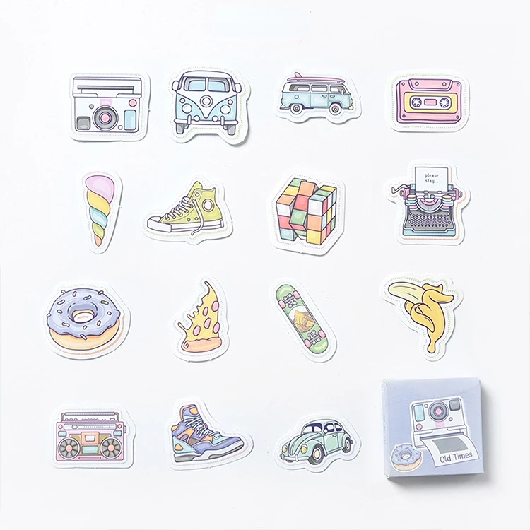 Cute Cartoon Material Stickers - 45 Pieces for Album Decor