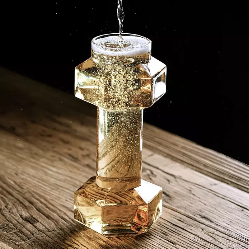 Luxury Mouth Blown Transparent Lead Free Dumbbell Beer Glass