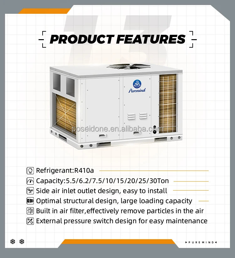 Gree R410A 60Hz Rooftop Packaged Unit 30tons 20ton 10ton 5.5ton Central ...