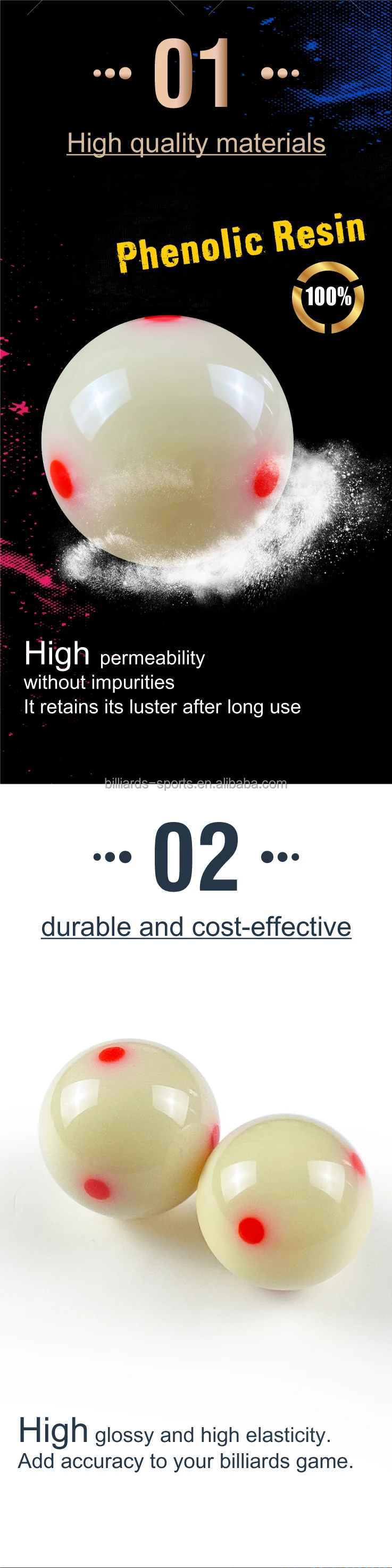 Benx Individual High Quality Phenolic Resin Cue Ball 2 1/4" With 6 Red ...