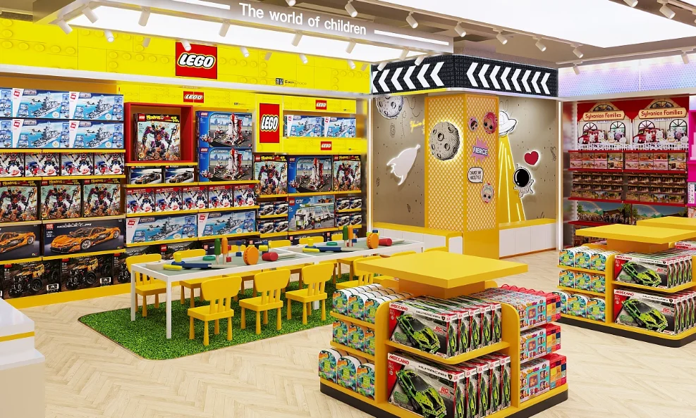 Shop Furniture Window Display Table 3d Retail Shop Toy Store Interior ...