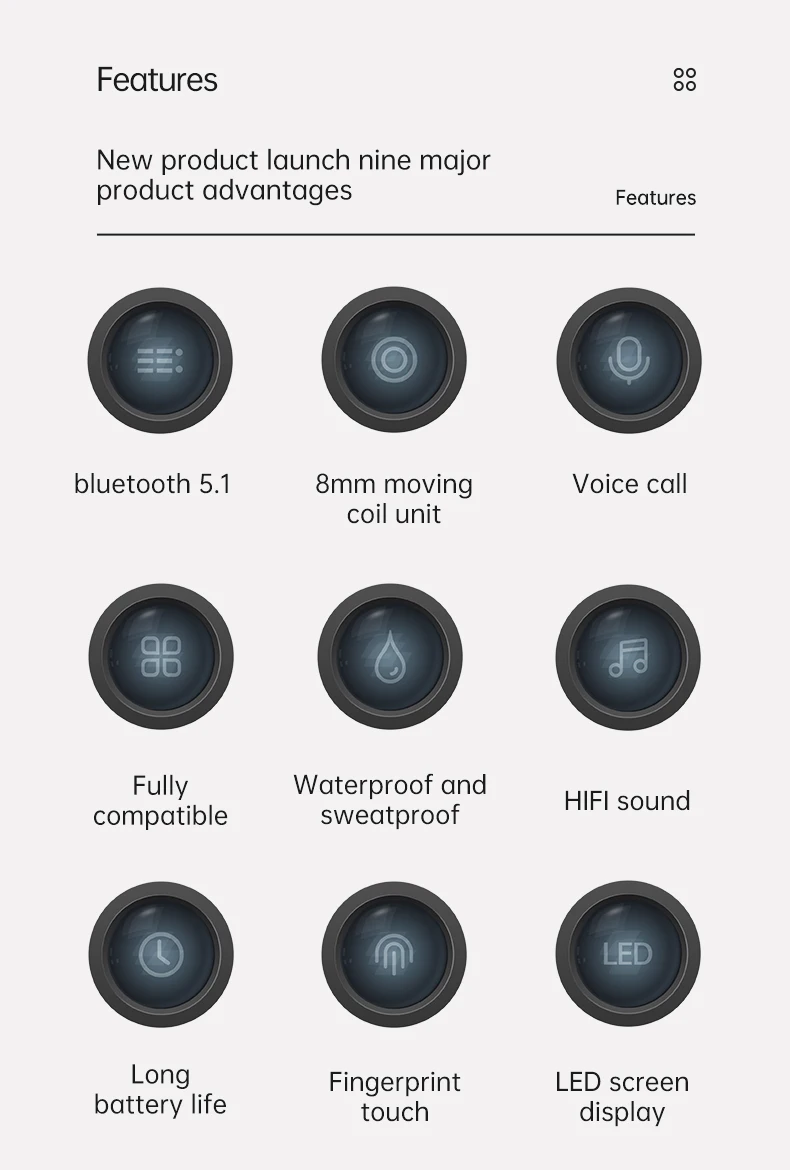 Bt 5.1 In Ear Headset Tws Earbuds Touch Control Audifonos Auriculares ...