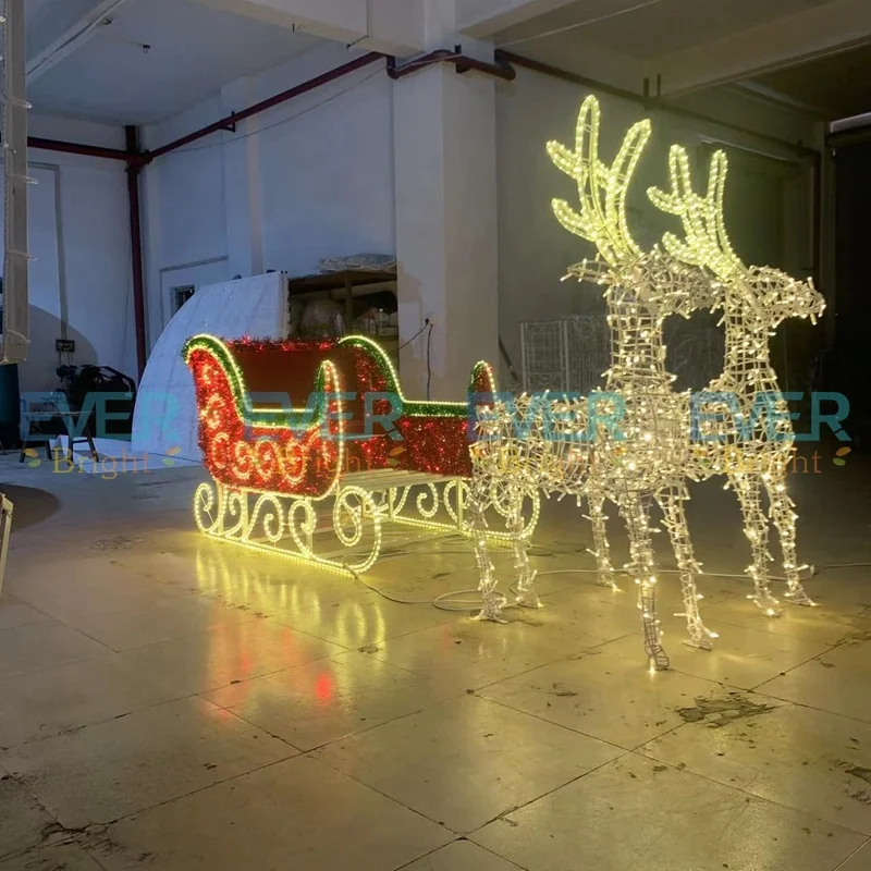 Outdoor Christmas Display Life Size Led Acrylic Santa Sleigh And ...