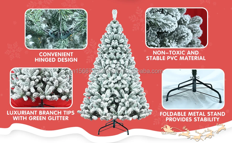 Quality Snow Flocked Artificial Xmas Tree Luxury 180cm 6FT Livingston ...