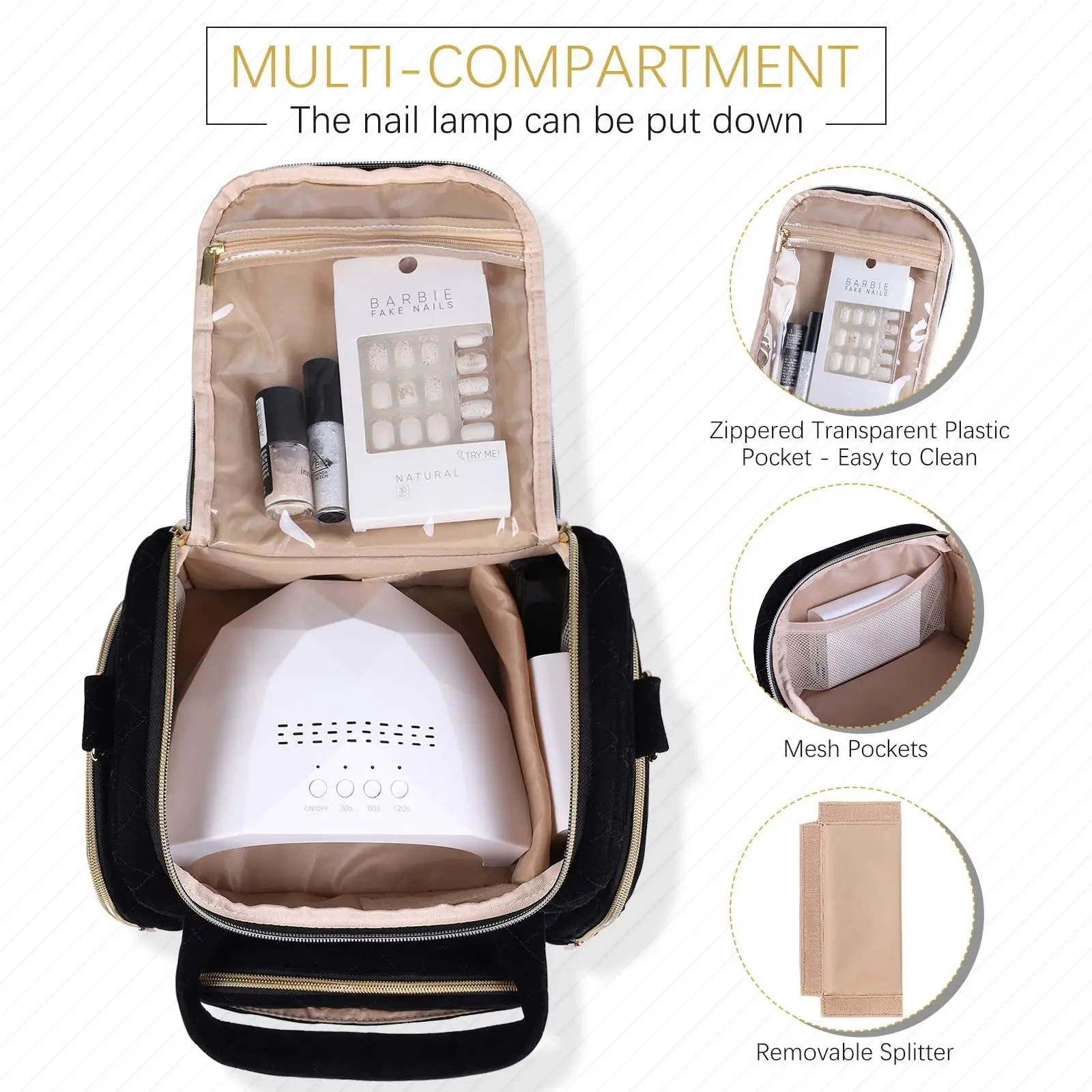 Detachable Supplies Case Double Layer Nail Bag Backpack Nail Organizer ...