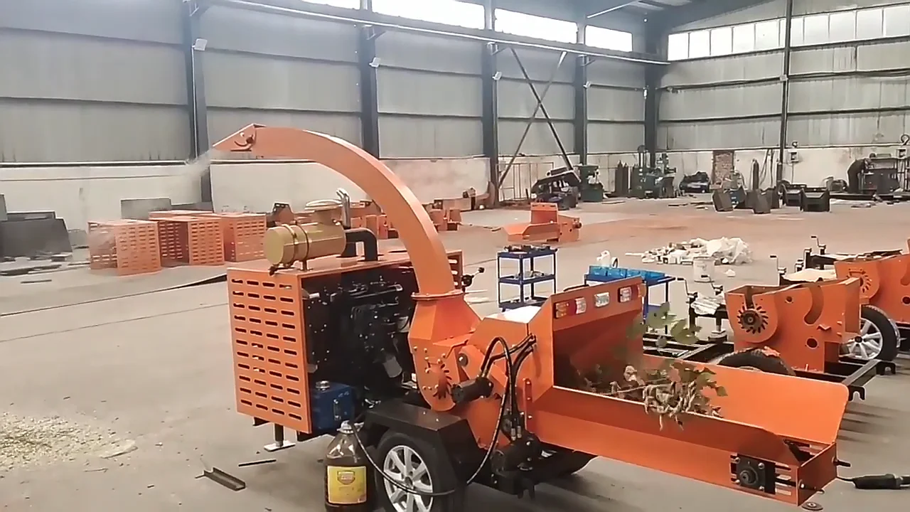 Forestry Hydraulic Self-feeding Diesel Wood Chipper Tree Branch Leaf ...