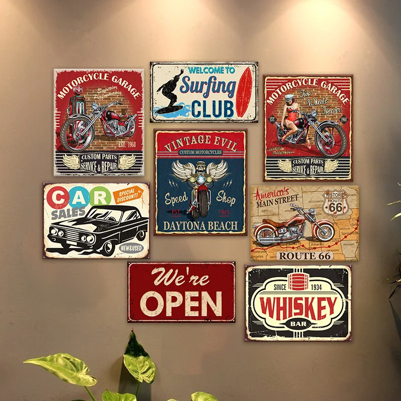 Surfing Beach Retro Tin Signs Vintage Signs Beach Canvas Print Surfing ...