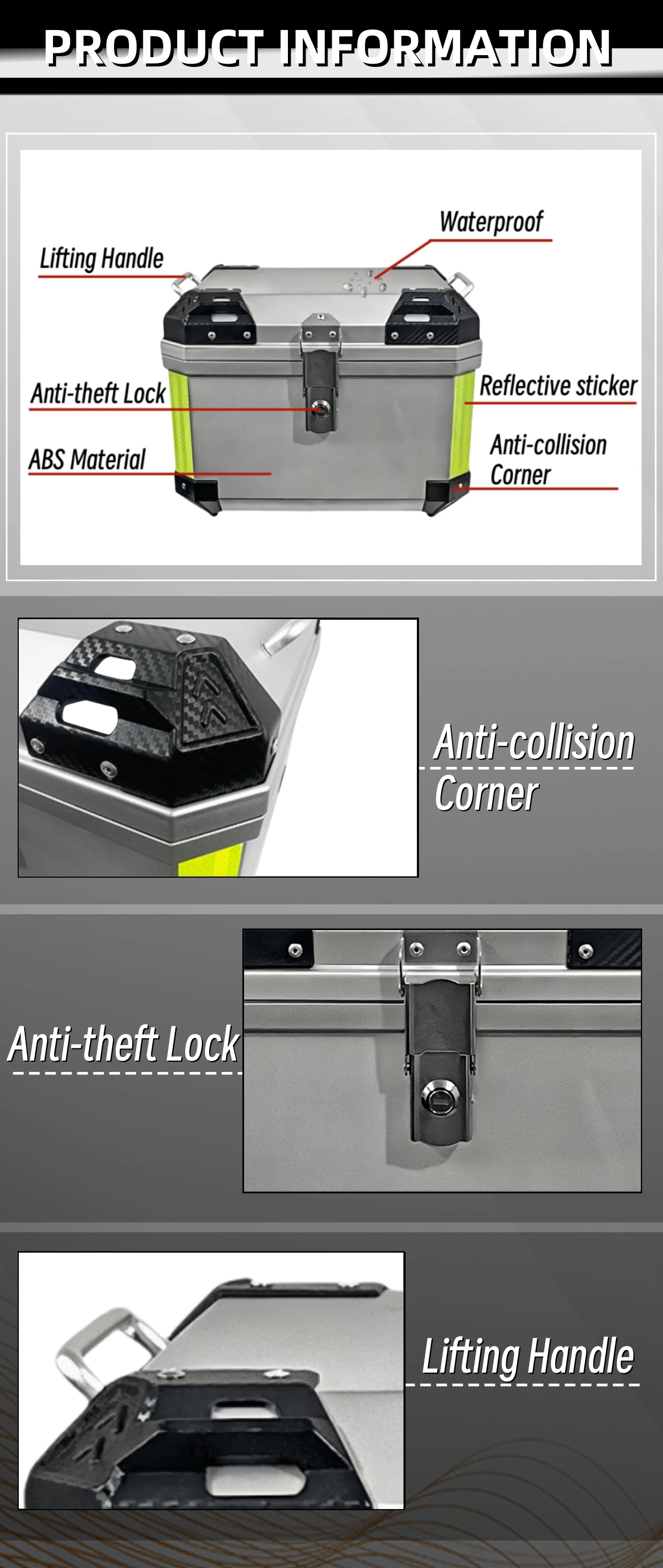 New Design Large Size Motorcycle Tail Box - 36L Capacity