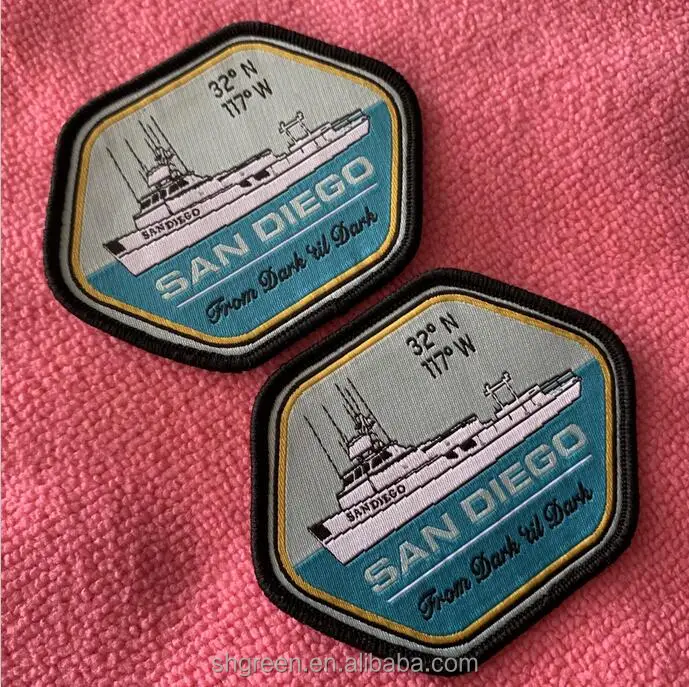 Private logo Thick Fabric Merrow Border Woven Patch,excellent Quality ...