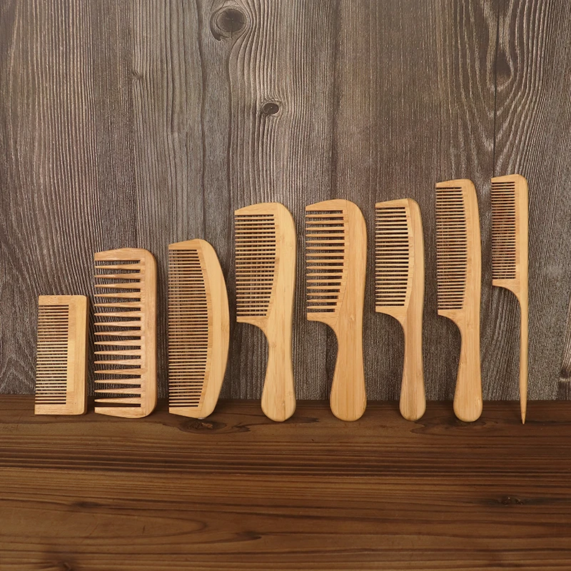 Custom Brand Logo Eco Friendly Wooden Wide Tooth Hair Comb Bamboo And ...