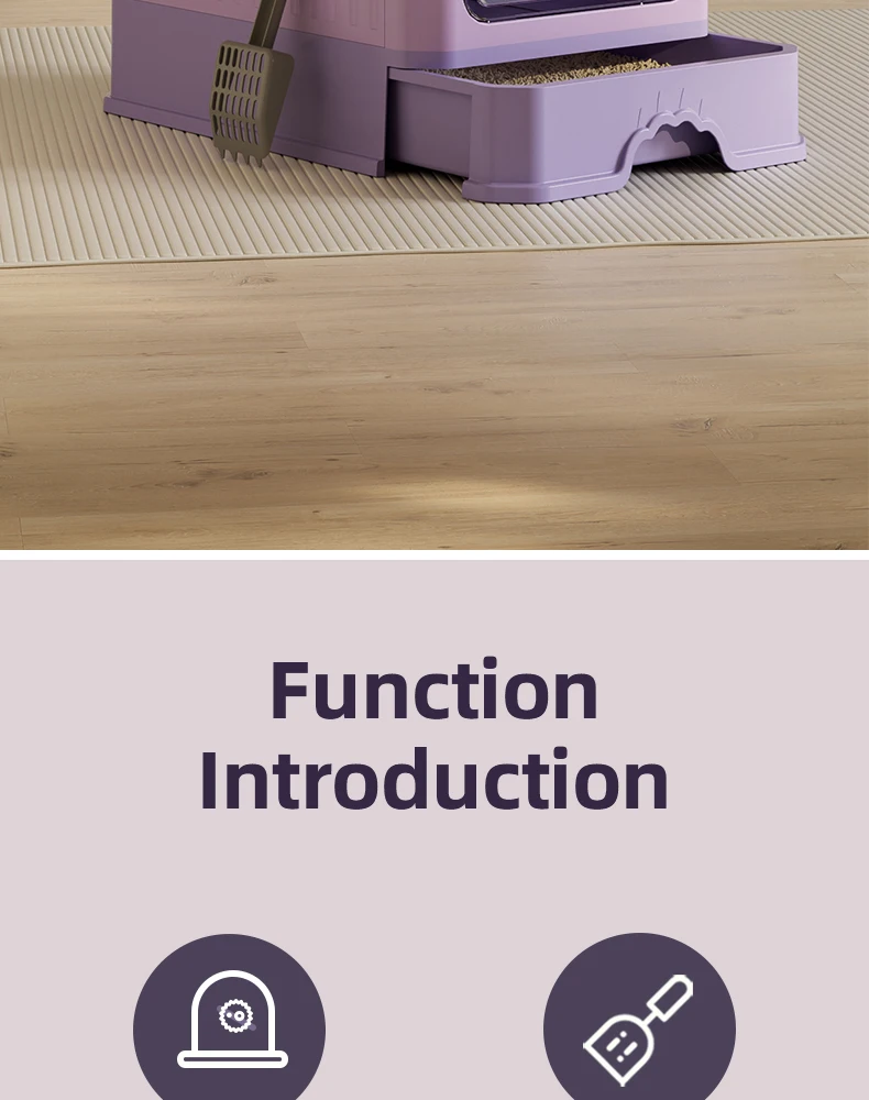 Large Rectangle Foldable Plastic Cat Litter Box Easy Clean Toilet ...