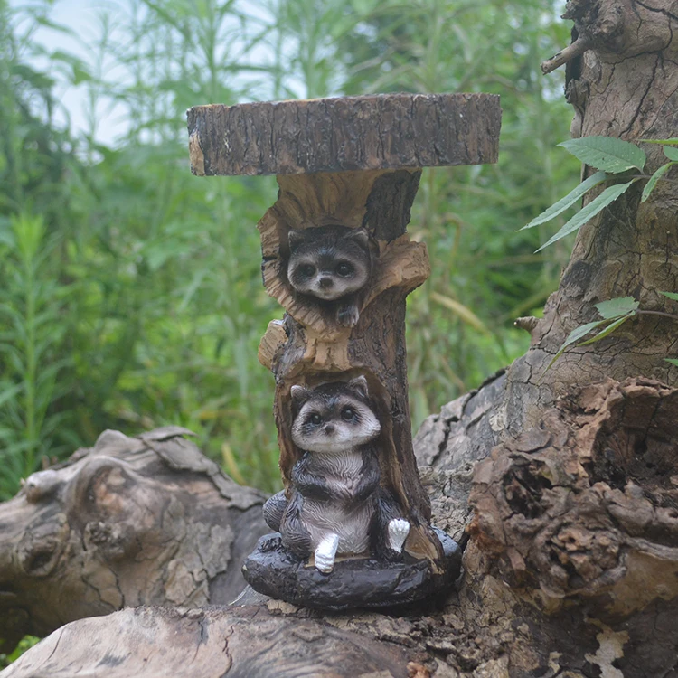Cute Resin Raccoon Statue - Perfect for Garden Decor